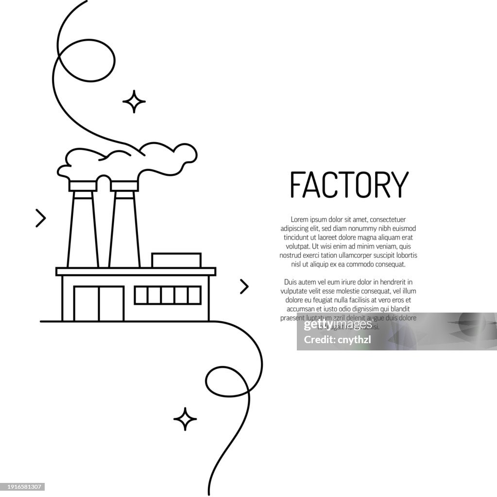 Continuous Line Drawing Of Factory Icon Hand Drawn Symbol Vector