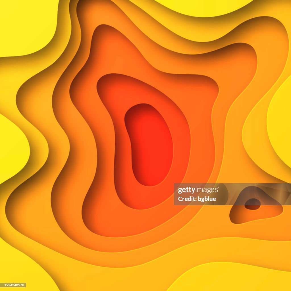 Paper Cut Background Orange Abstract Wave Shapes Trendy 3d Design High