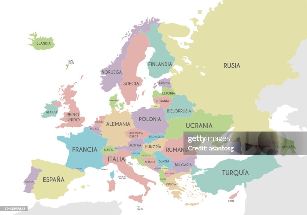 Political Europe Map Vector Illustration Isolated On White Background ... Political Europe Map Vector Illustration Isolated On White Background ...