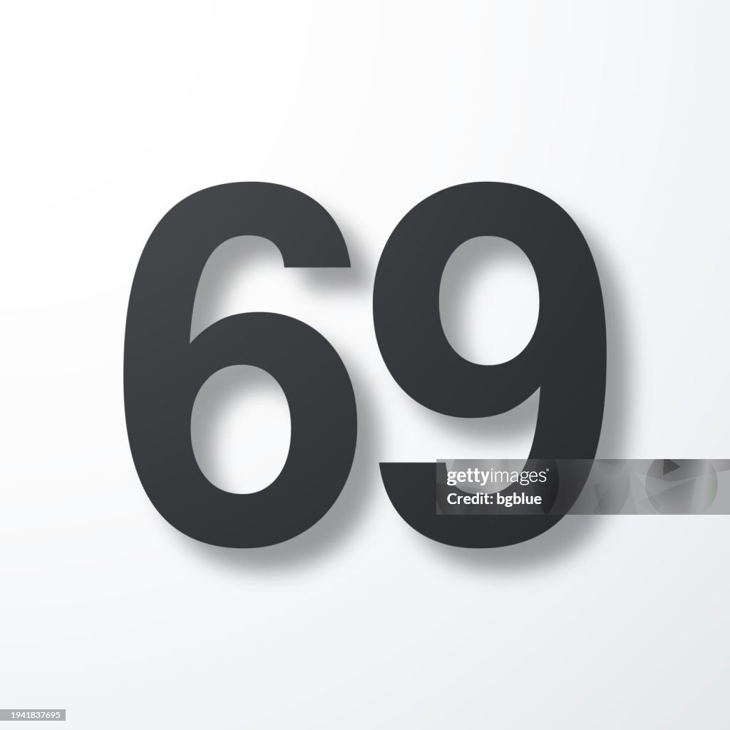69 Number Sixtynine Icon With Shadow On White Background High Res