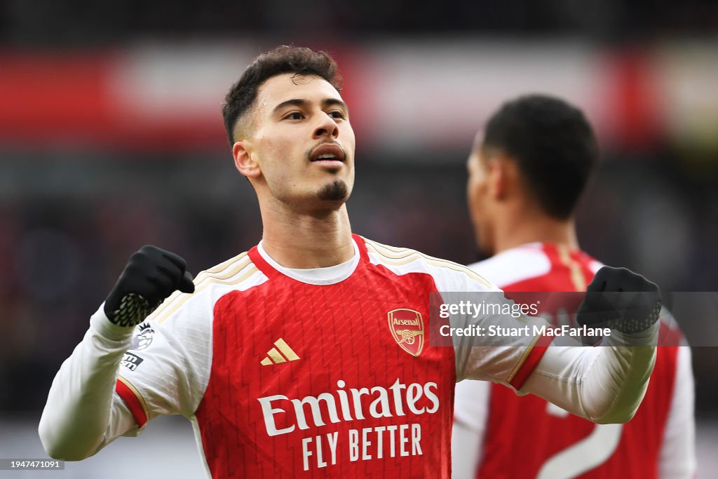 Gabriel Martinelli Of Arsenal Celebrates After Scoring His Teams