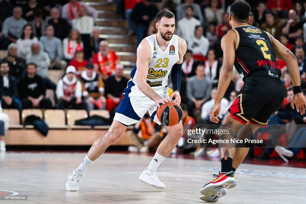 Marko Guduric Of Fenerbahce And Elie Okobo Of Monaco During The News