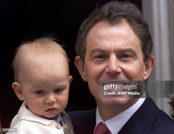 British Prime Minister Tony Blair Holds His Son Leo On The Steps On News Photo Getty Images