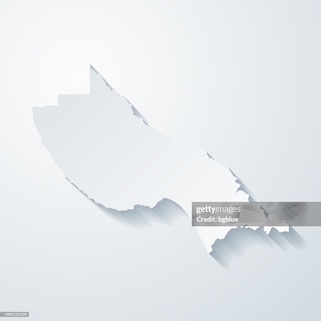 Santa Cruz County California Map With Paper Cut Effect On Blank