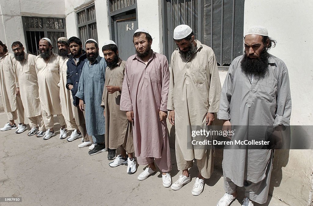 Afghan Prisoners Recently Released From Guantanamo Bay Cuba Line Up