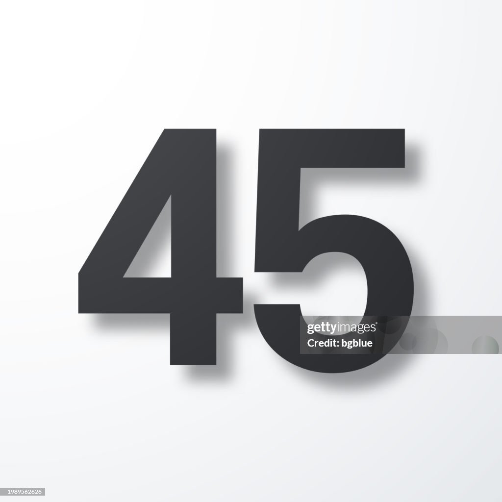 45 Number Fortyfive Icon With Shadow On White Background High-Res ... 45 Number Fortyfive Icon With Shadow On White Background High-Res ...