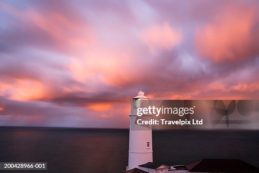 Uk Cornwall Trevose Head Lighthouse Under Cloudy Sky Dawn High-Res ... Uk Cornwall Trevose Head Lighthouse Under Cloudy Sky Dawn High-Res ...