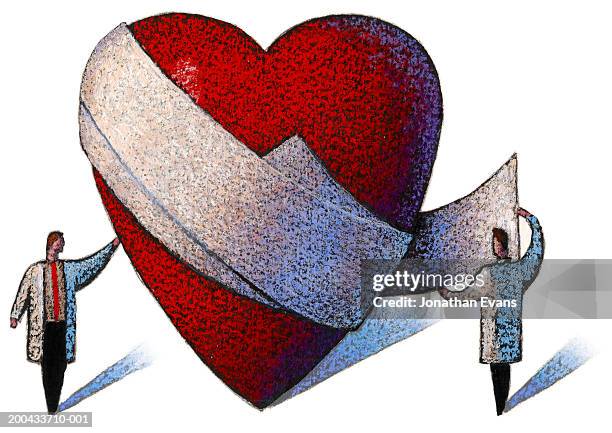 Two Doctors Wrapping Large Heart In Bandages High-Res Vector Graphic ... Two Doctors Wrapping Large Heart In Bandages High-Res Vector Graphic ...