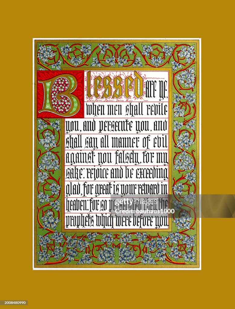 Sermon On The Mount Bible Verses On Gold High Res Vector Graphic