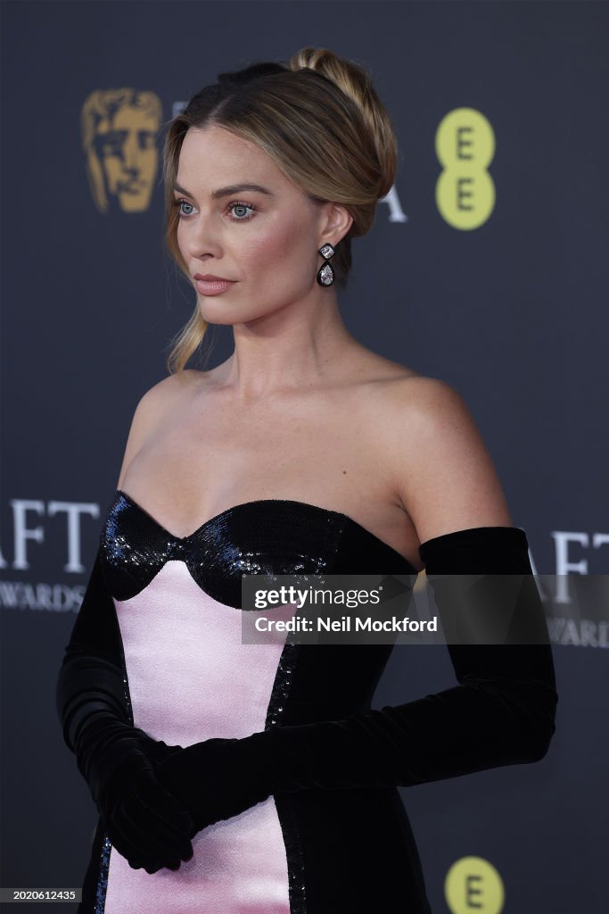 Margot Robbie Attends The 2024 Ee Bafta Film Awards At The Royal