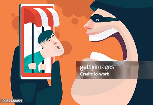 Hacker Holding Smartphone With Jailed Nerd In Online Store High-Res ... Hacker Holding Smartphone With Jailed Nerd In Online Store High-Res ...