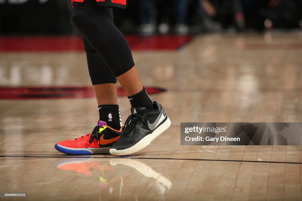 The sneakers worn by Jevon Carter of the Chicago Bulls during the ... The sneakers worn by Jevon Carter of the Chicago Bulls during the ...