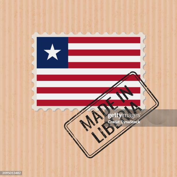 Made In Liberia Badge Vector Sticker With Liberian National Flag Ink
