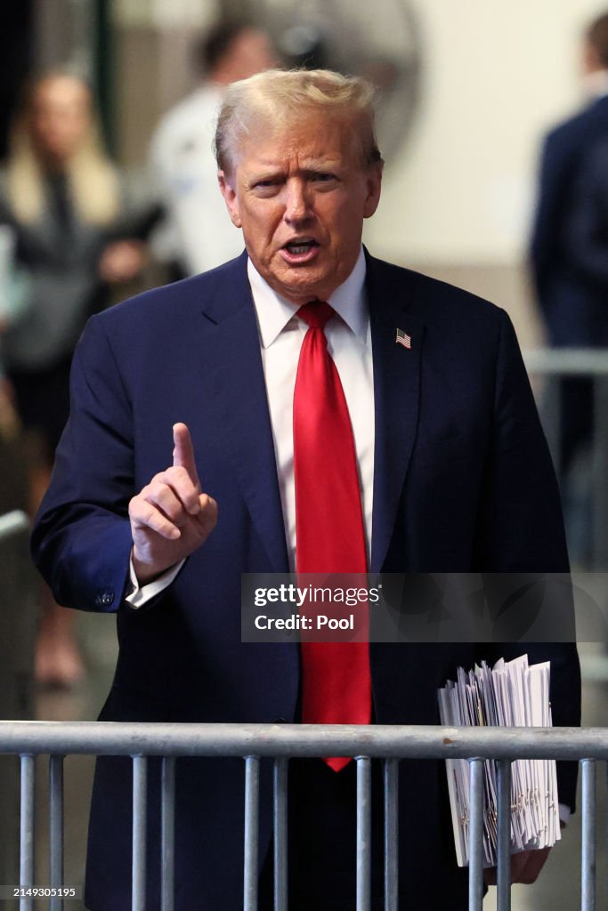 Former U S President Donald Trump Speaks To The Media Outside The