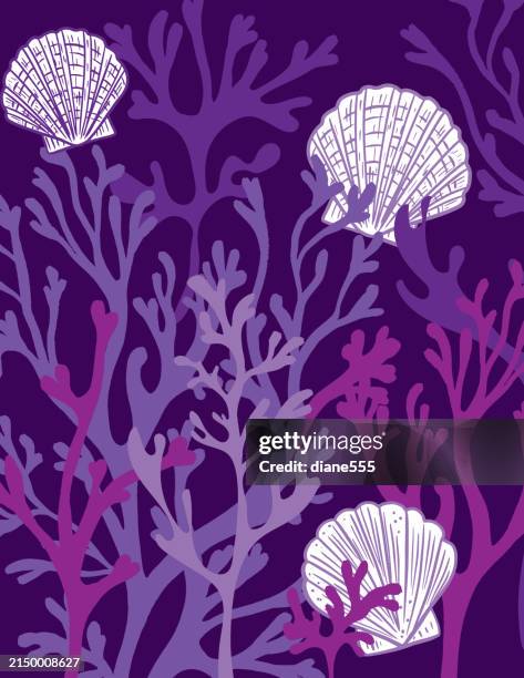 Seaweed Coral And Clam Shells Background High-Res Vector Graphic ... Seaweed Coral And Clam Shells Background High-Res Vector Graphic ...