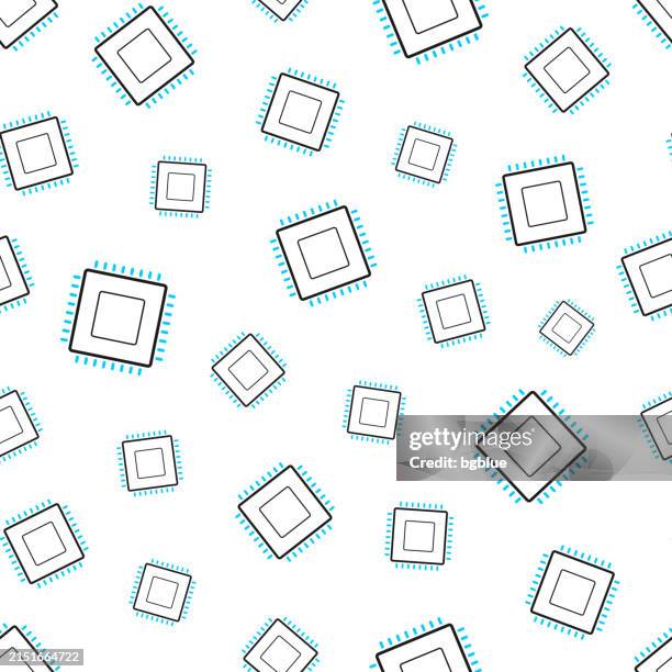 Microchip Seamless Pattern Line Icons On White Background High-Res ... Microchip Seamless Pattern Line Icons On White Background High-Res ...