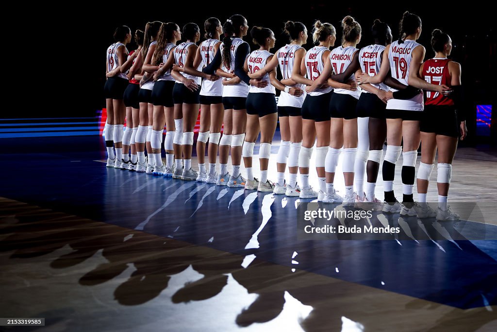 Team Canada Line Up During Pool 2 Match Between Canada And Dominican
