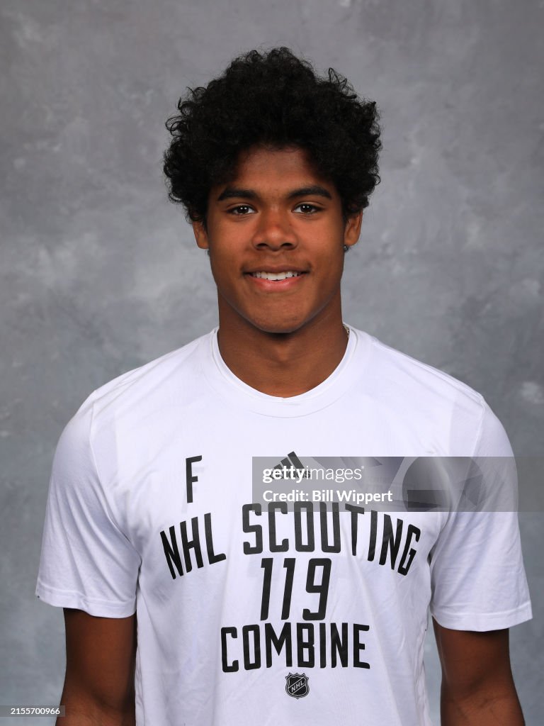 Javon Moore poses for a headshot at the 2024 NHL Scouting Combine at ... Javon Moore poses for a headshot at the 2024 NHL Scouting Combine at ...