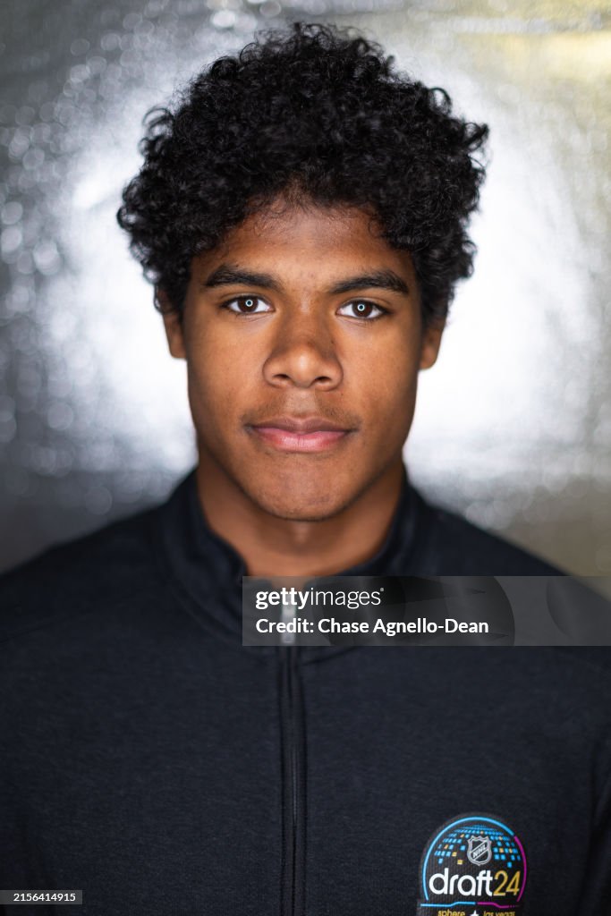 Javon Moore poses for a portrait during the 2024 NHL Scouting Combine ... Javon Moore poses for a portrait during the 2024 NHL Scouting Combine ...