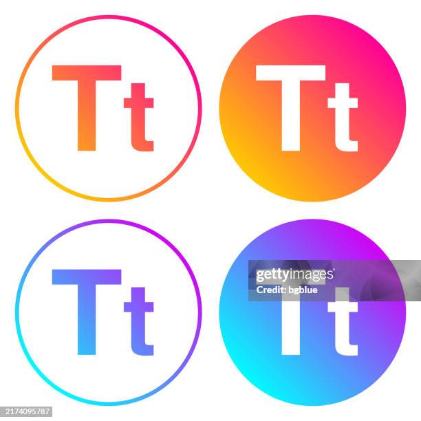 Letter T Uppercase And Lowercase Round Icons With Color Gradients High