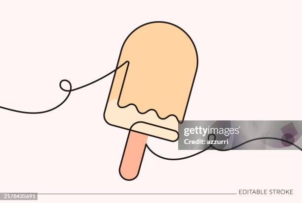 Ice Cream Continuous Line Art Illustration High Res Vector Graphic