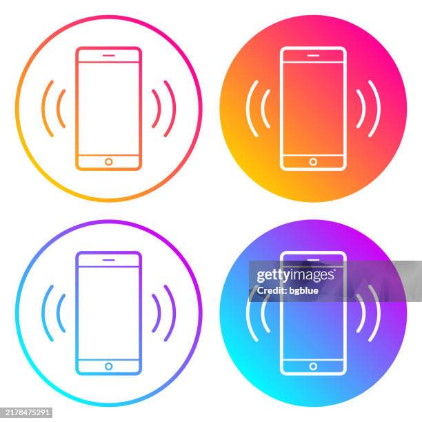 Mobile Phone Ringing Round Icons With Color Gradients High Res Vector
