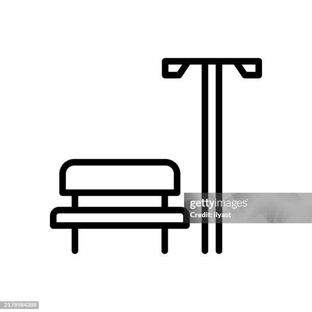 A Simple Line Drawing Of A Park Bench And Lamppost High Res Vector