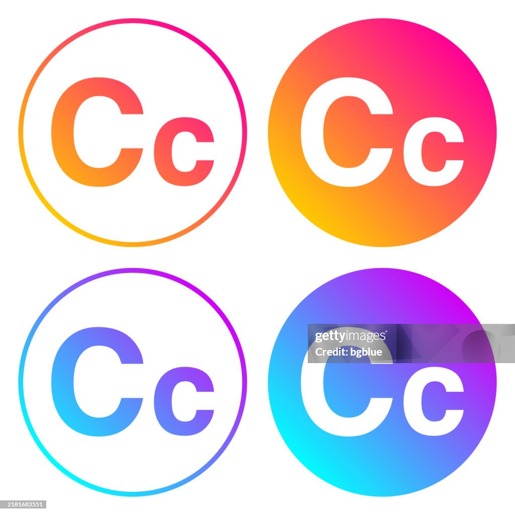 Letter C Uppercase And Lowercase Round Icons With Color Gradients High