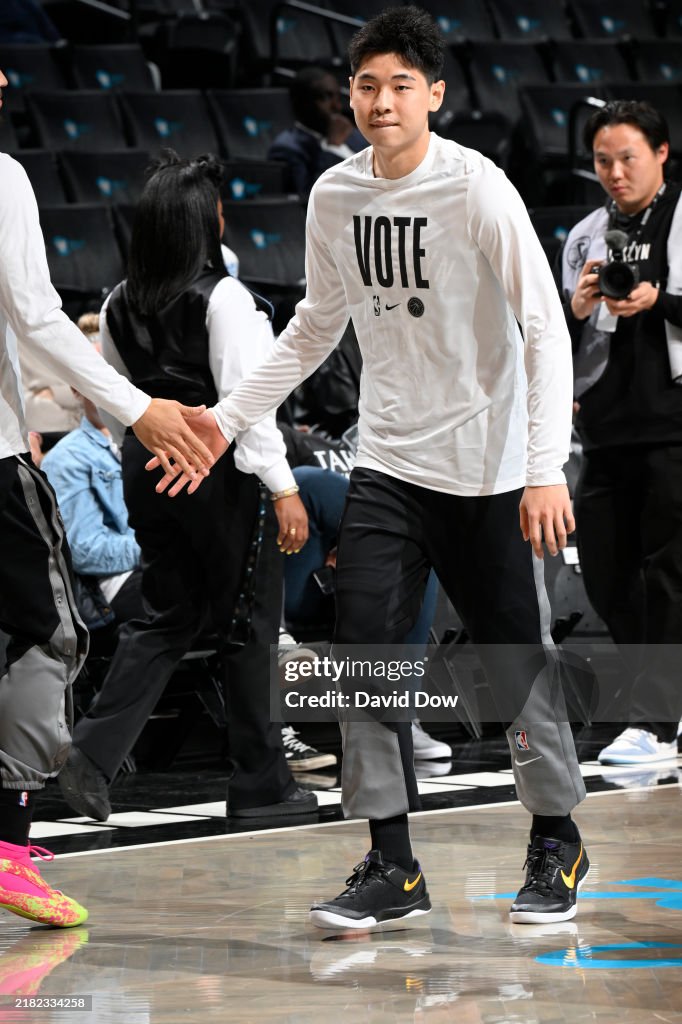 Cui Yongxi Of The Brooklyn Nets Warms Up Before The Game Against The