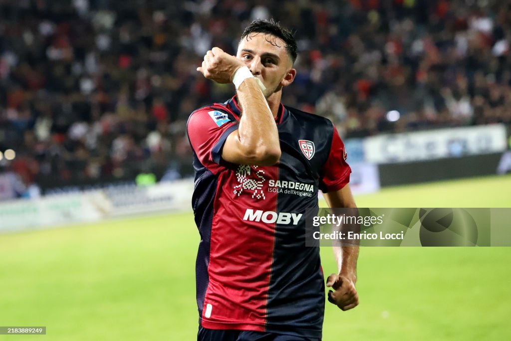 Gabriele Zappa Of Cagliari Celebrates His Goal During The Serie A