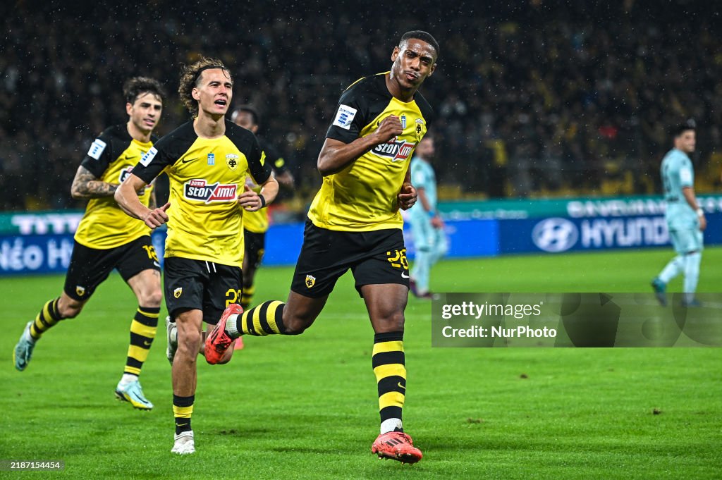 Anthony Martial Of Aek Fc Celebrates A Goal With His Teammates During