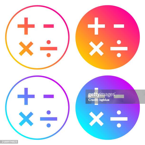 Mathematical Symbols Round Icons With Color Gradients High-res Vector