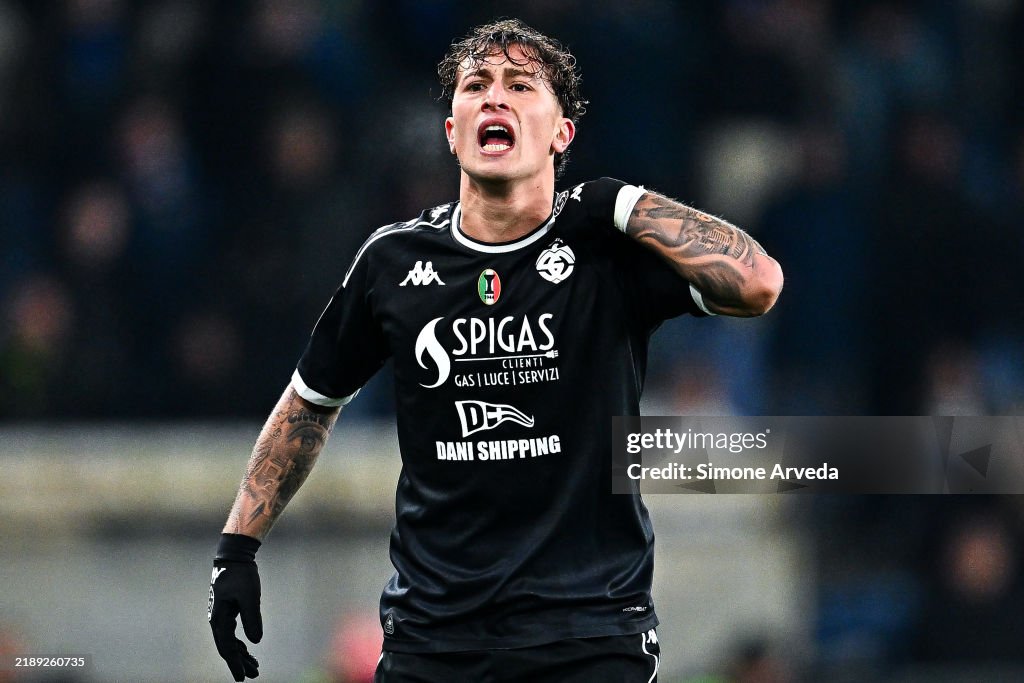 Salvatore Esposito of Spezia reacts during the Serie B match between ... Salvatore Esposito of Spezia reacts during the Serie B match between ...