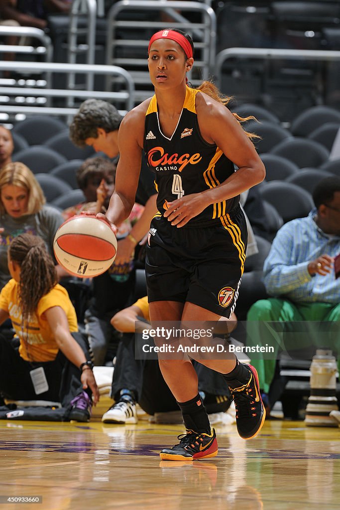 Skylar Diggins Of The Tulsa Shock Dribbles The Ball Up Court Against