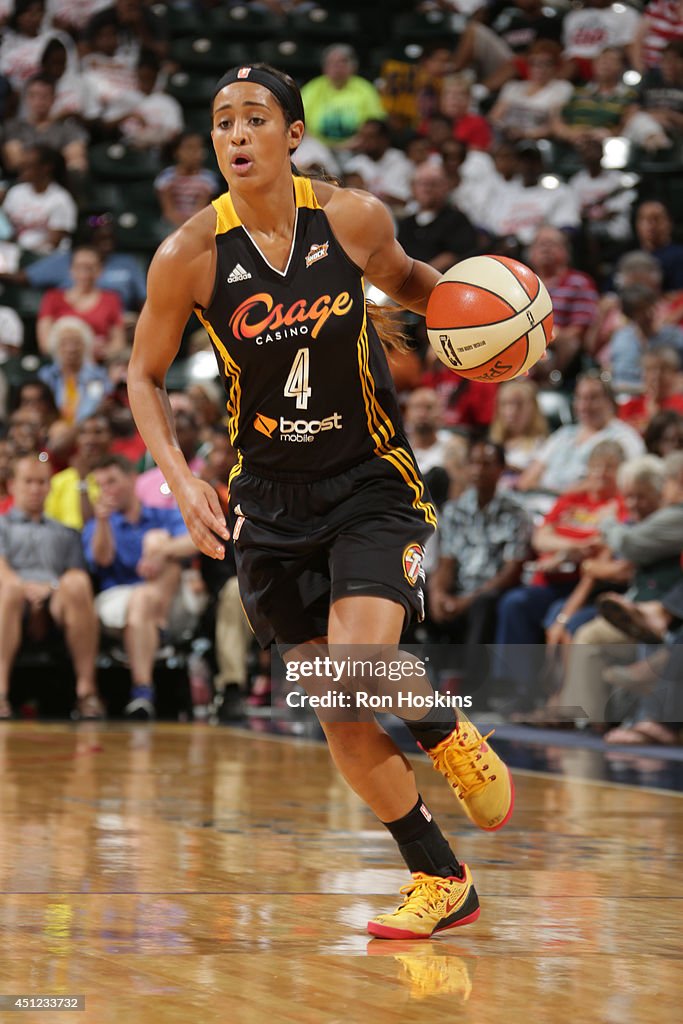 Skylar Diggins Of The Tulsa Shock Handles The Ball Against The News