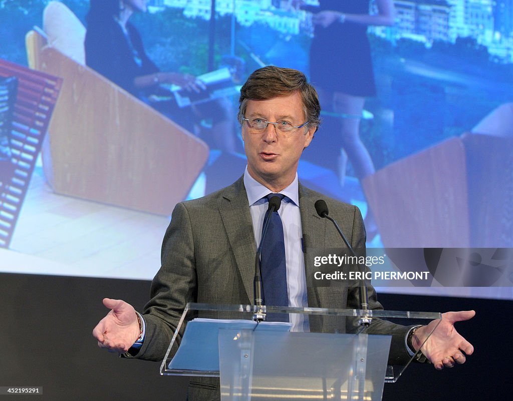 French hotel chain Accor CEO Sebastien Bazin delivers a speech during ... French hotel chain Accor CEO Sebastien Bazin delivers a speech during ...