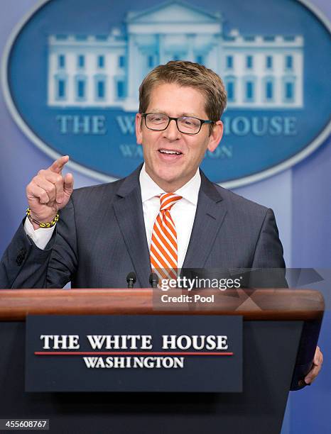 250 White House Press Secretary Jay Carney Speaks To Press During Daily