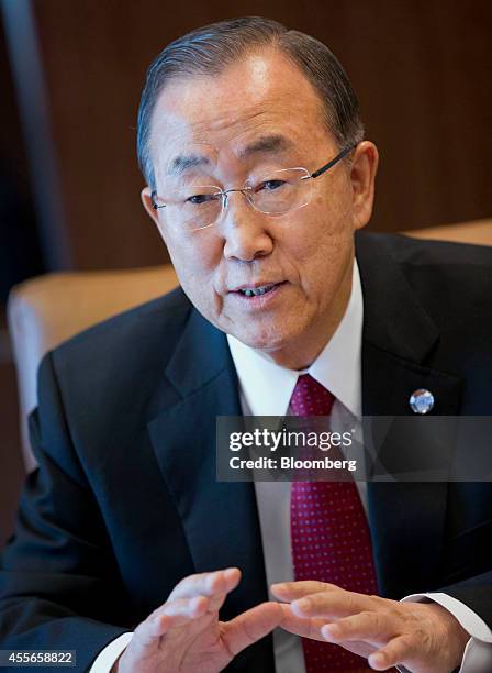 United Nations Secretary General Ban Ki Moon Interview Photos And