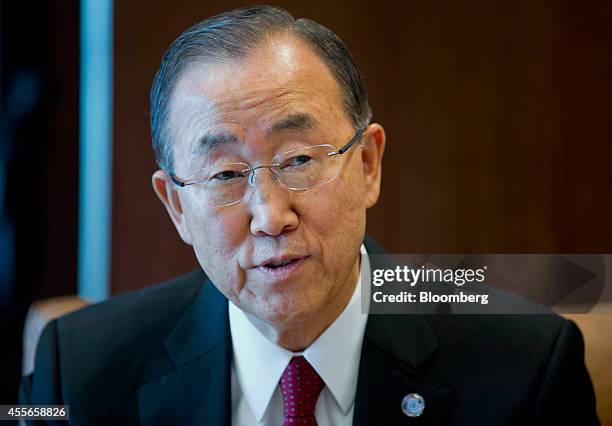 United Nations Secretary General Ban Ki Moon Interview Photos And