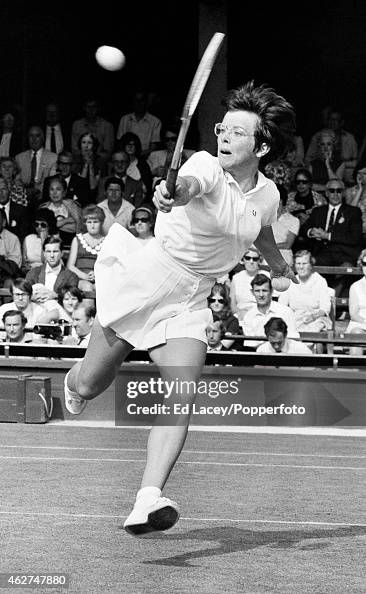 Billie Jean King Of The United States In Action At Wimbledon Circa