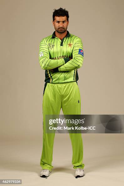Sohail Khan Poses During The Pakistan 2015 Icc Cricket World Cup