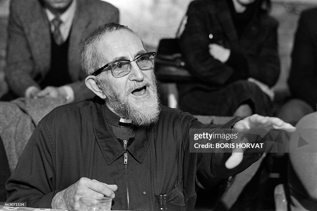 French Catholic Priest Labbé Pierre Founder Of Emmaus Visits The