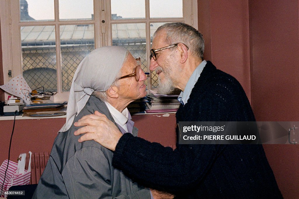 French Catholic Priest Labbé Pierre Founder Of Emmaus Welcomes