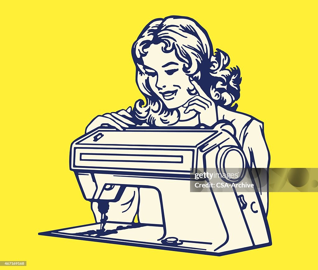 Woman Using Sewing Machine High Res Vector Graphic Getty Images