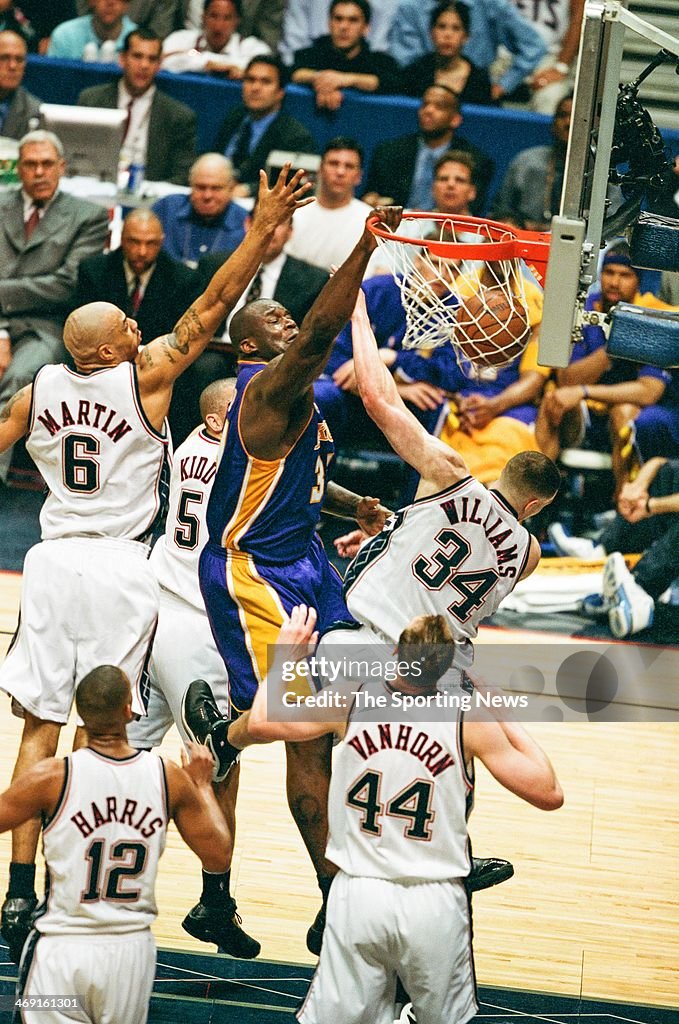 Shaquille Oneal Of The Los Angeles Lakers Dunks During Game Four Of