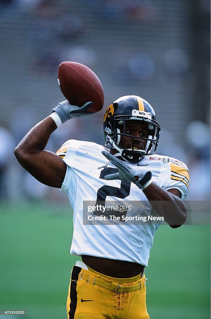 Fred Russell Of The Iowa Hawkeyes Warms Up Against The Penn State