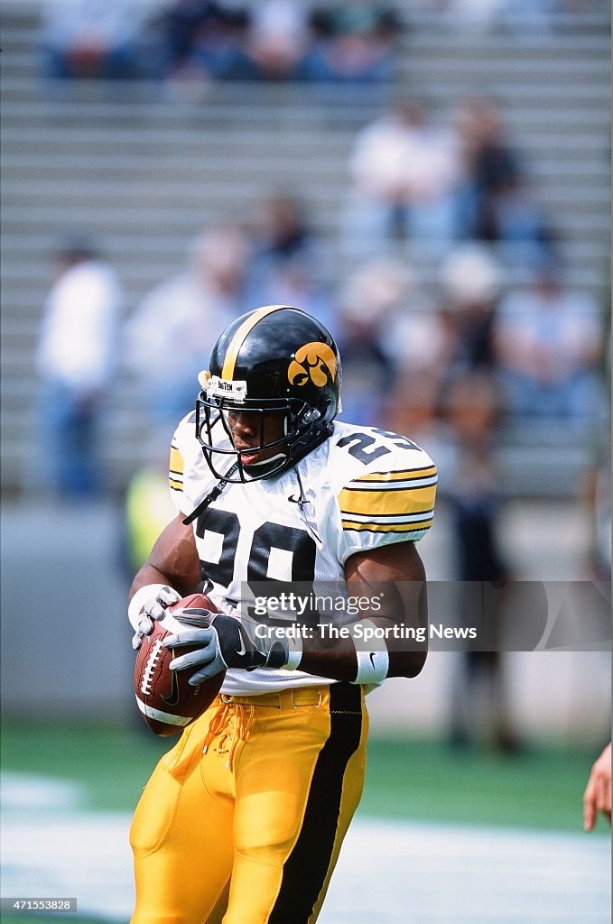 Jermelle Lewis Of The Iowa Hawkeyes Warms Up Against The Penn State