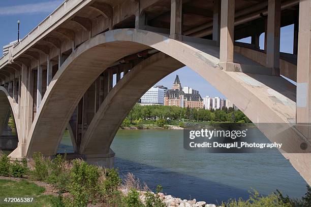 Downtown Saskatoon Skyline Visible Through The Broadway Bridge Aches ...