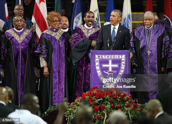 U S President Barack Obama Sings Amazing Grace As He Delivers The