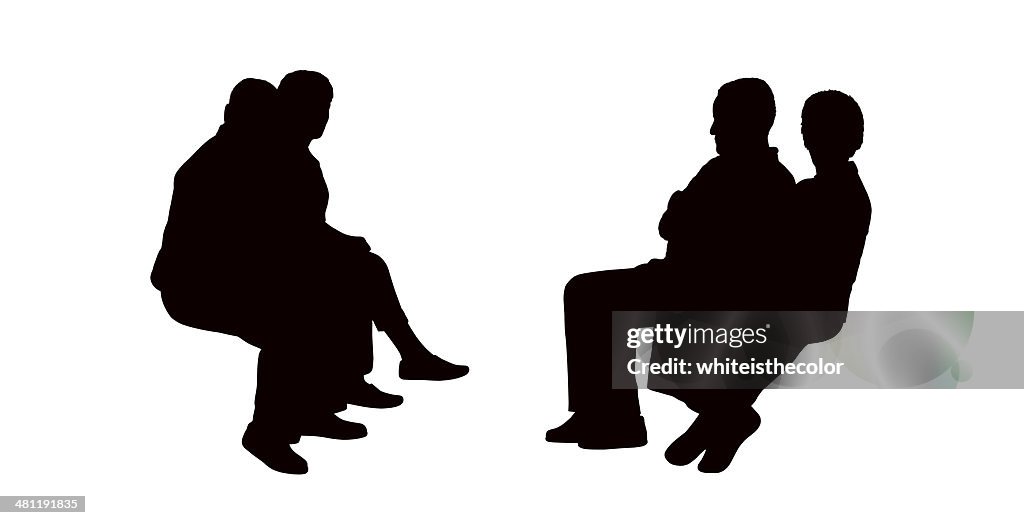 People Seated Outdoor Silhouettes Set 11 High Res Vector Graphic